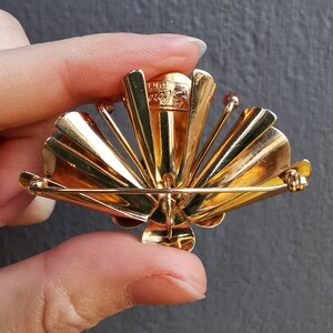 Vintage 10kt Coro Moonstone & Ruby Fan Brooch - Etsy