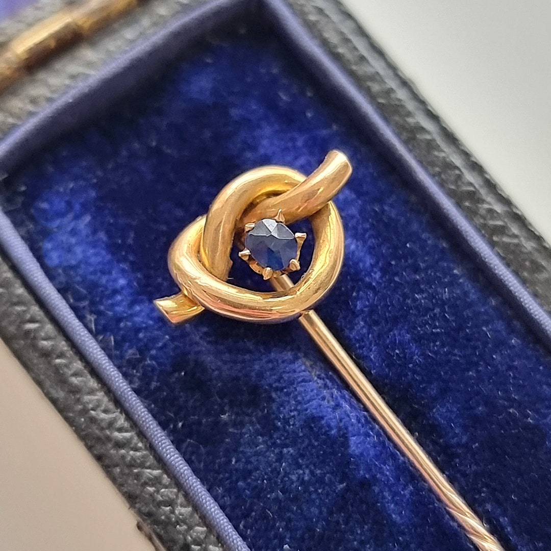 Antique 15ct/9ct Gold Sapphire Knot Tie/stick Pin - Etsy