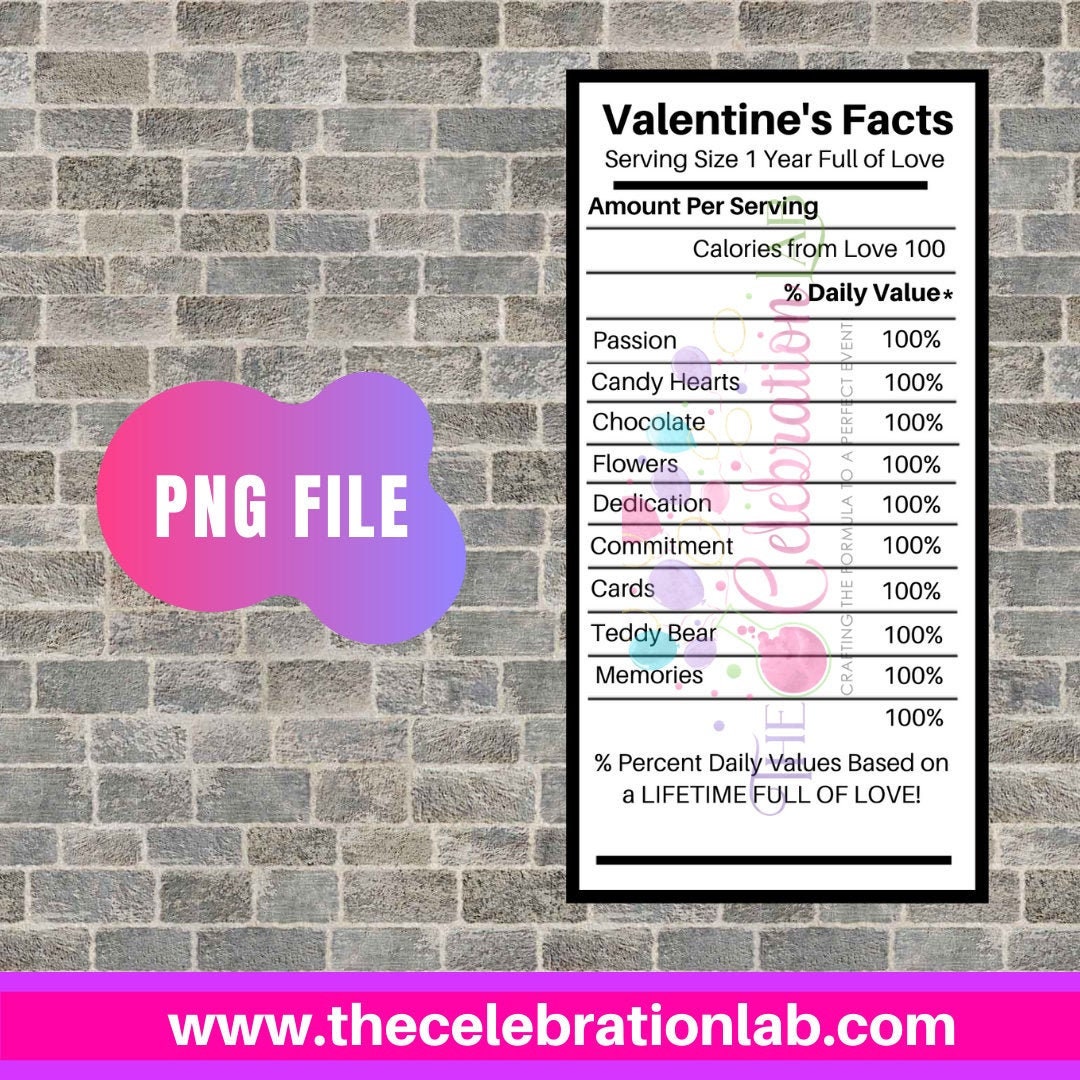 Pre Filled Valentine's Day Nutrition Facts Nutrition | Etsy