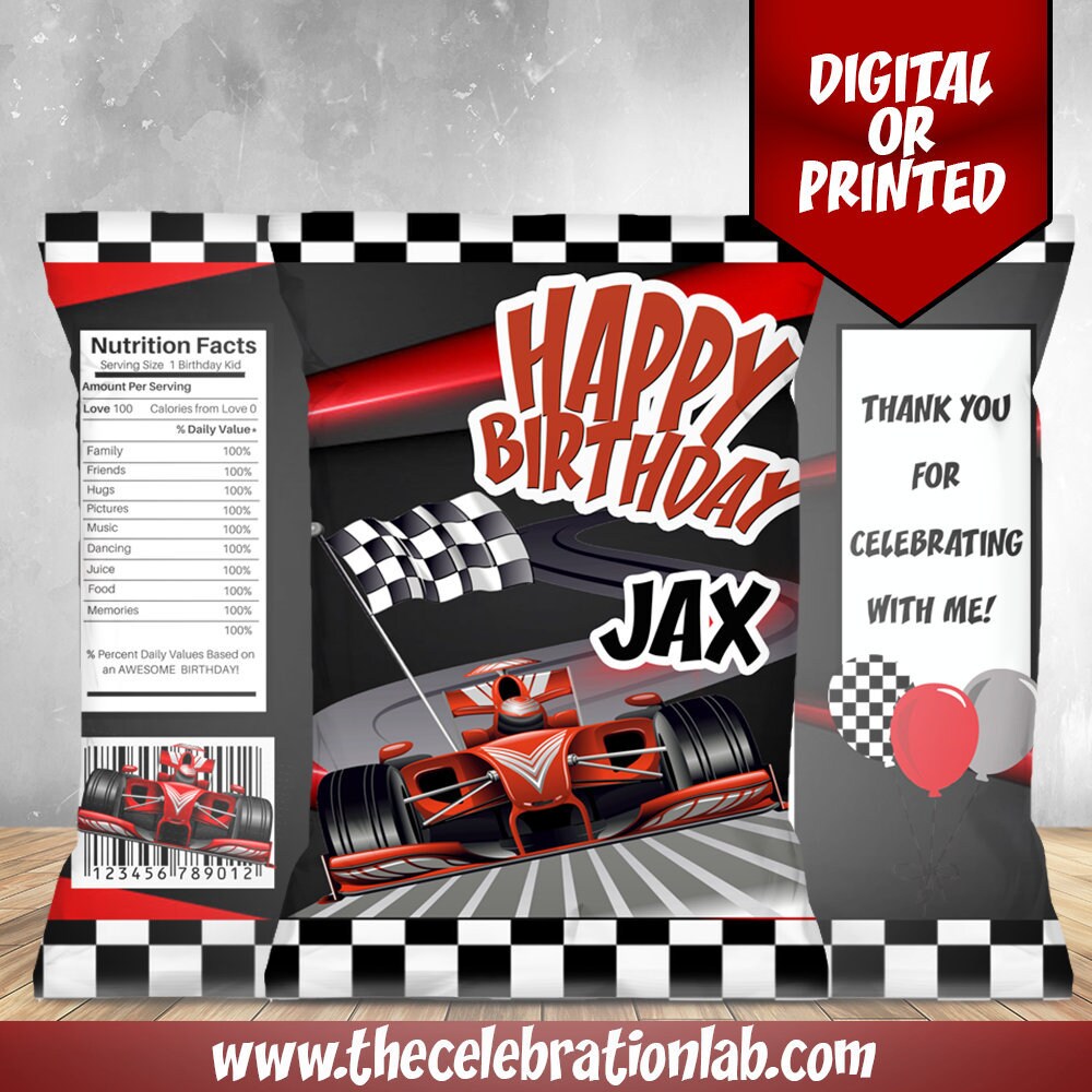 Custom Chip Bag Racing Birthday Party Chip Bag Race Car | Etsy