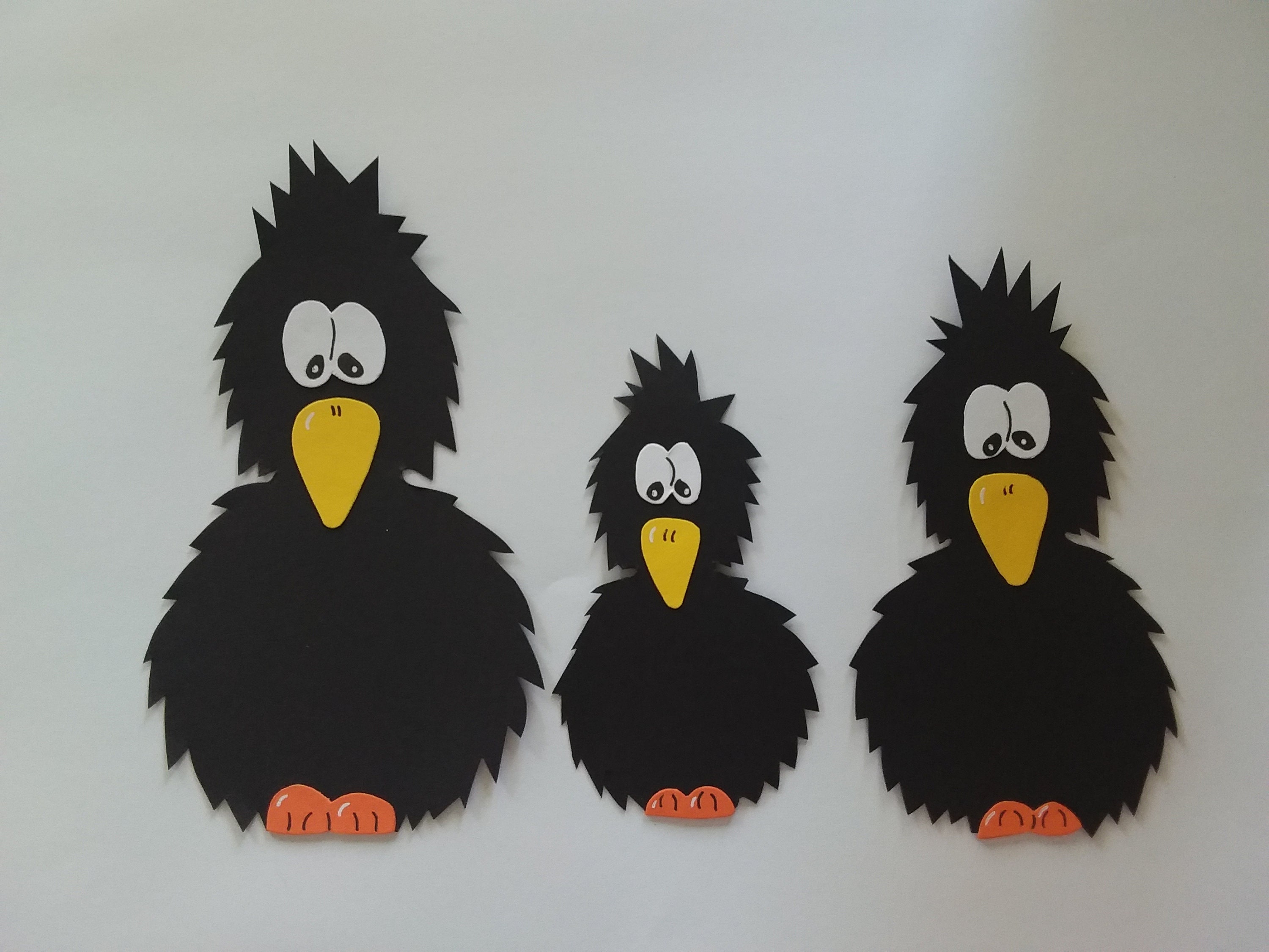 Obraz na oknie z tektury glinianej Trzy Kruki - Etsy Polska