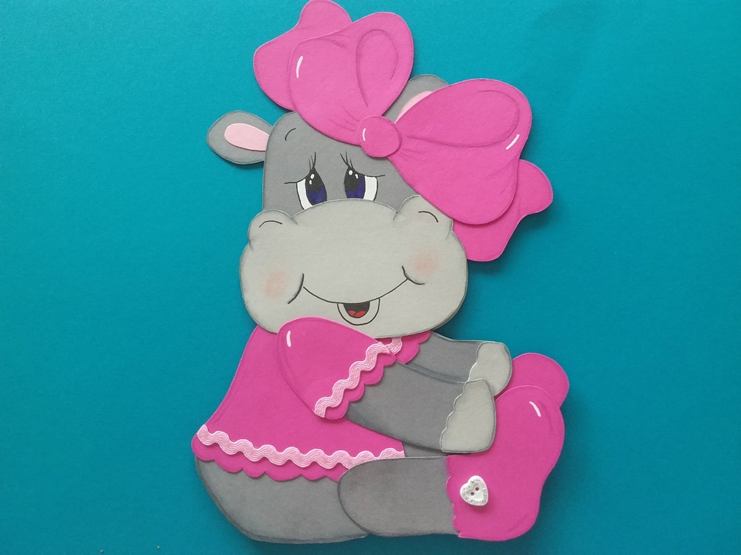 Window Image Clay Cardboard Hippo Pretty in Pink - Etsy
