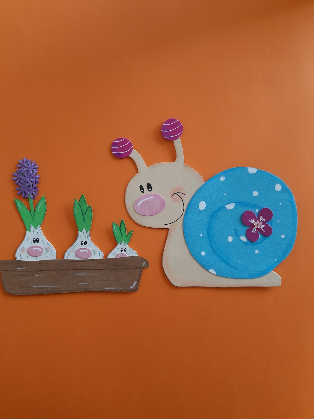 Window Image Clay Cardboard Snail With Hyacinth Flower Box - Etsy