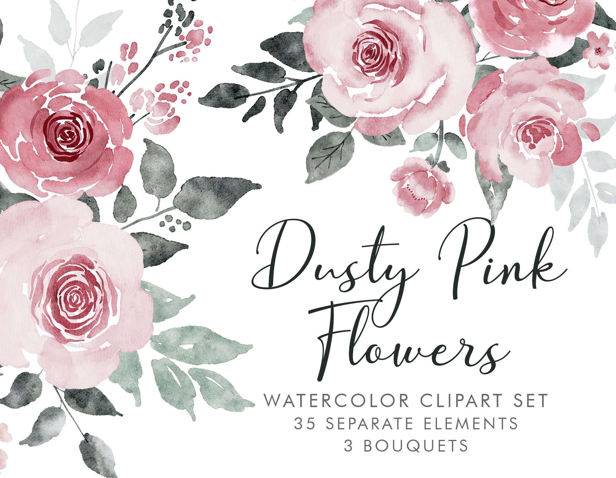 Pink Vintage Flowers Clipart