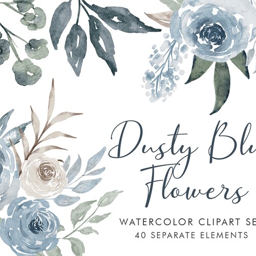 Watercolor Indigo Blue Flowers Clipart Floral Clipart PNG - Etsy