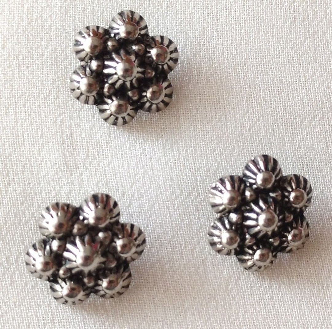 3 Metal Buttons With a Beautiful Design Silver Eyelet on - Etsy
