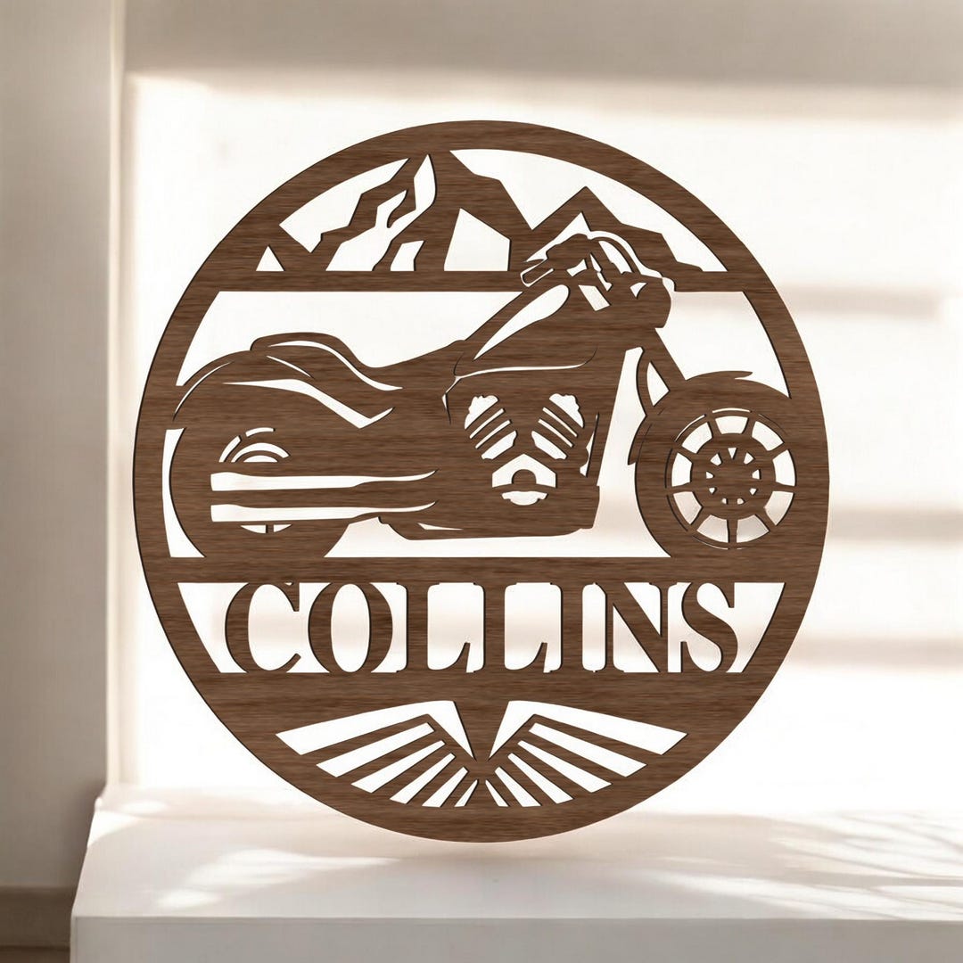 Personalized Motorcycle Round Sign Custom Name or Phrase, Laser Cut ...