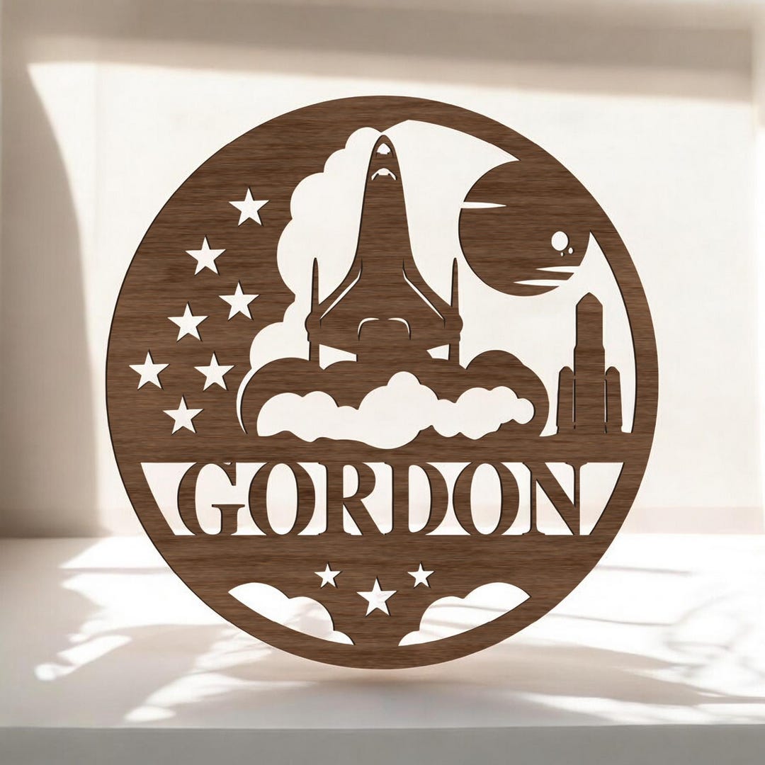 Personalized Space Shuttle Round Sign Custom Name or Phrase, Laser Cut ...
