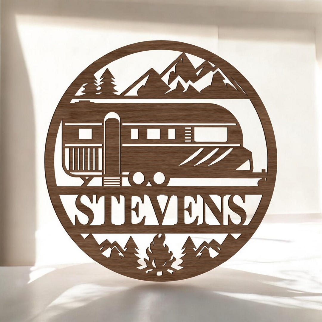 Custom Camper Wooden Sign Personalized Laser-cut RV Wall Decor 11 Round ...