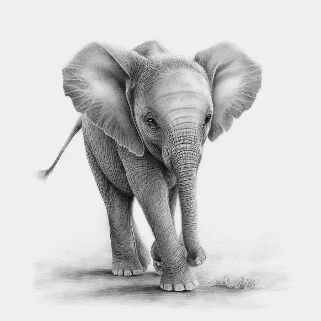 Pencil Drawings Of Baby Elephants
