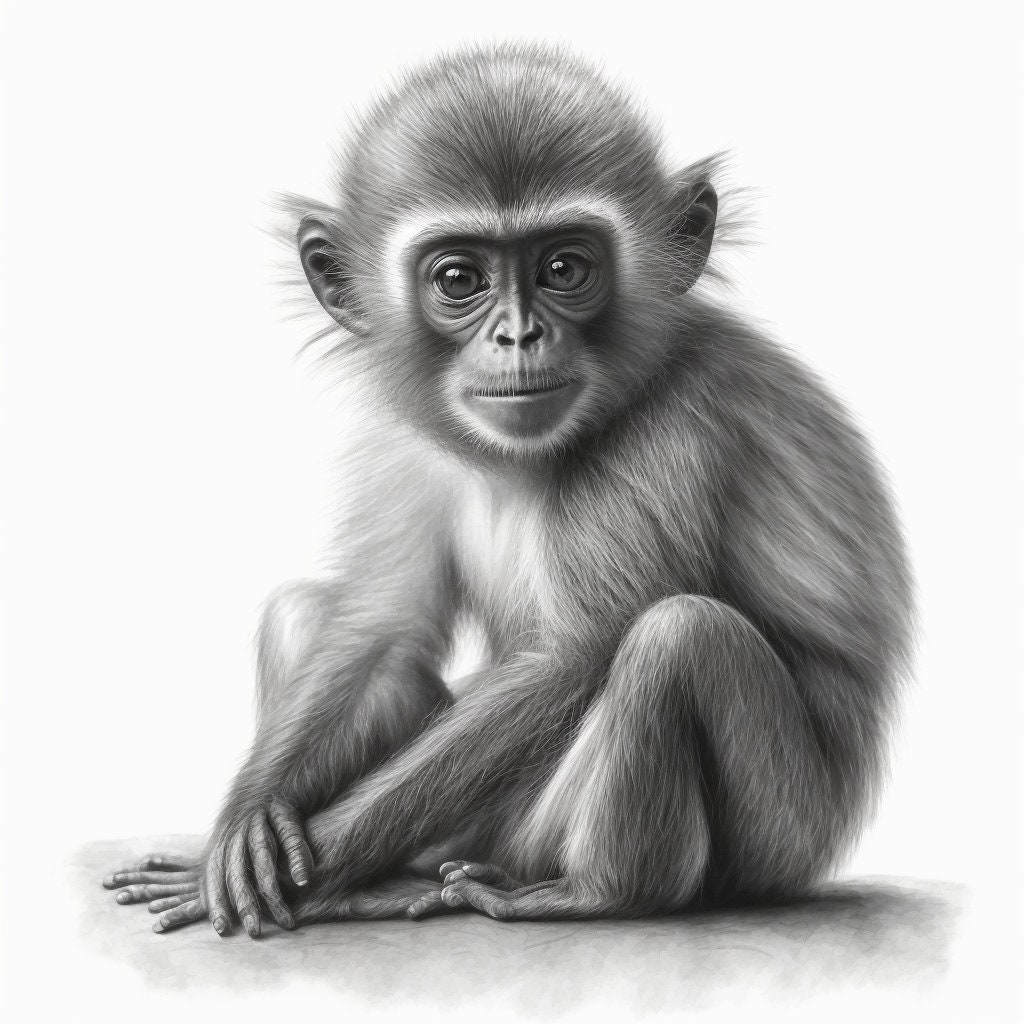 Realistic Monkey Outline