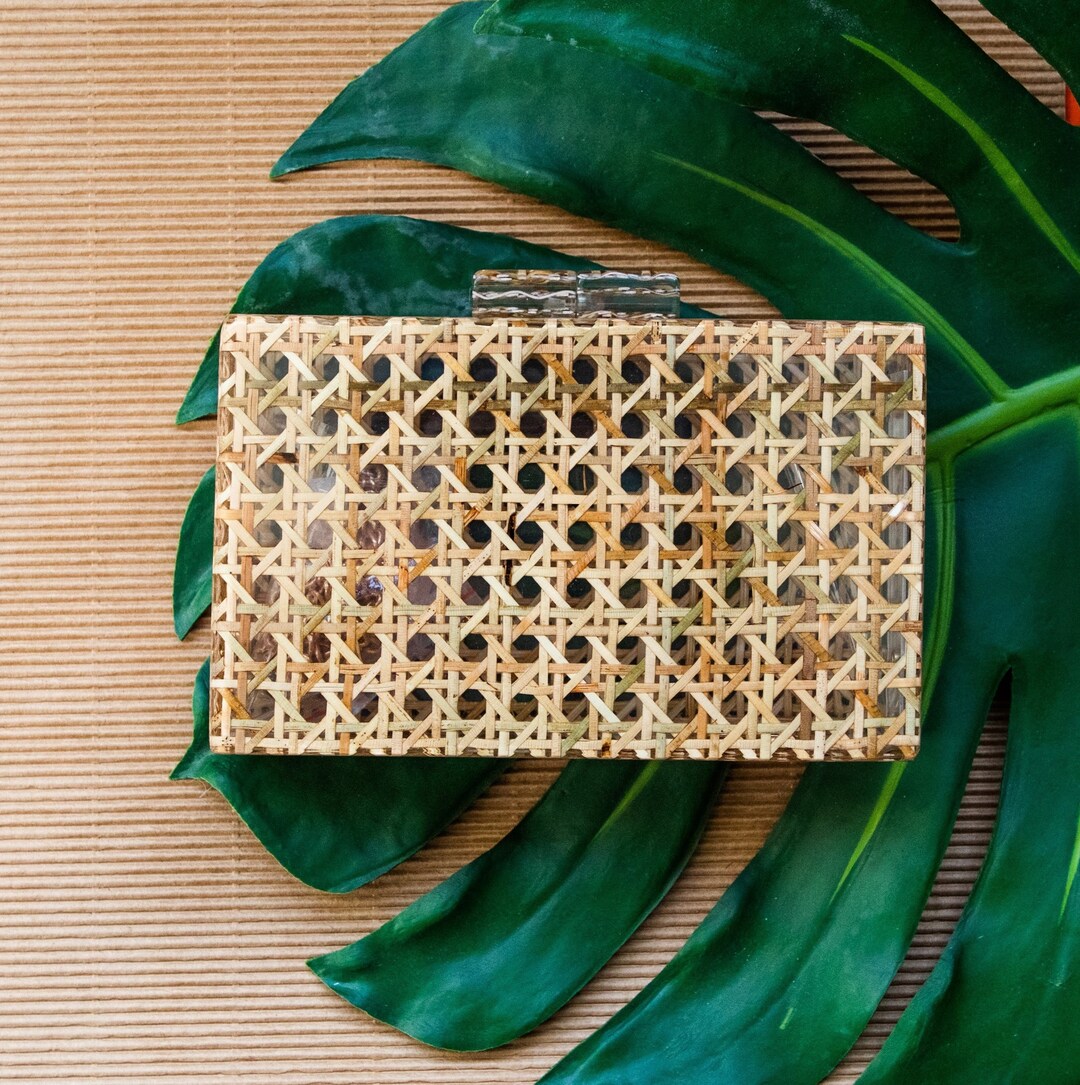 Cane Rattan Clutch, Cane Rattan Acrylic Bag, Cane Wedding Bag, Rattan ...