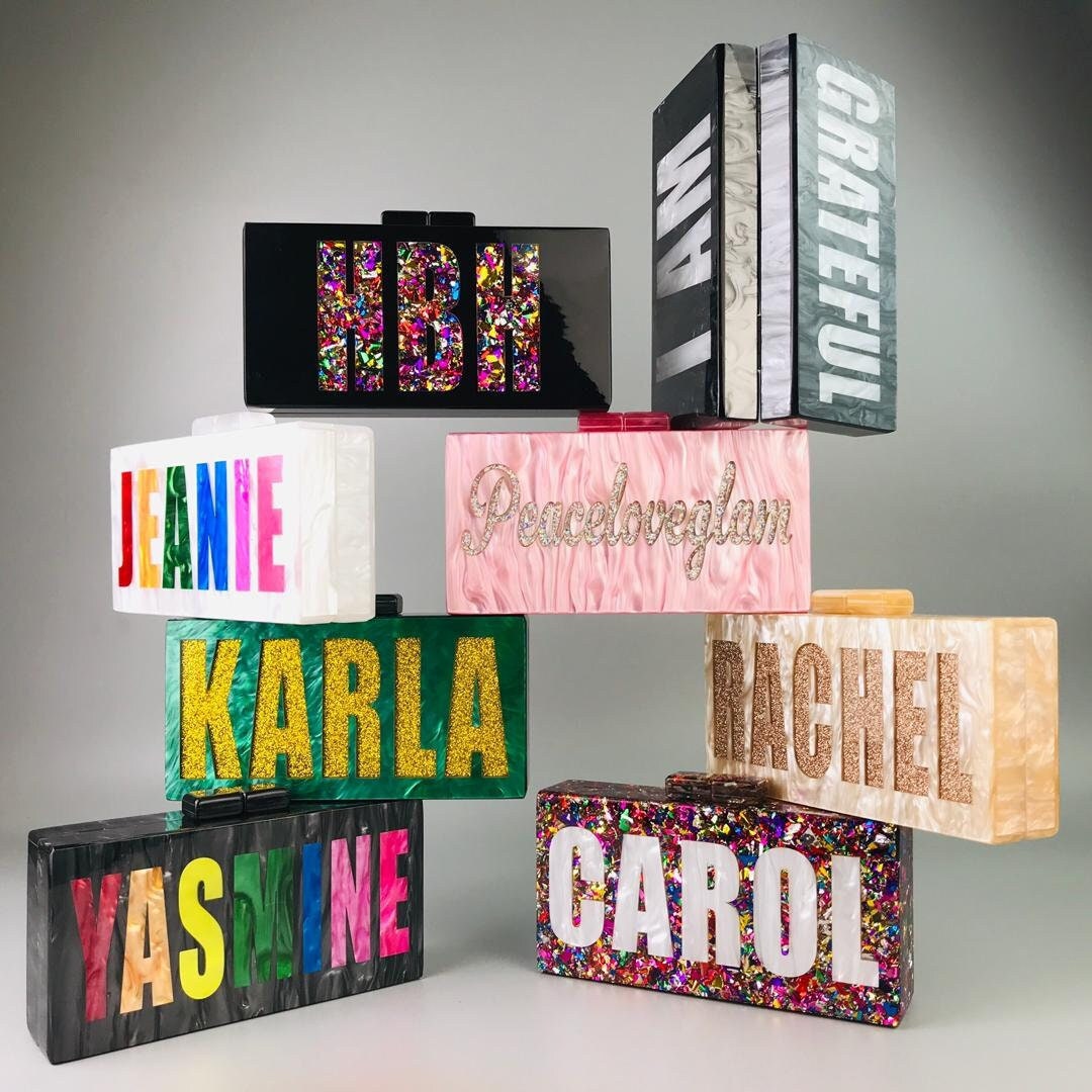 Customizable Acrylic Name Purse, Custom Handbag for Women, Name Handbag ...