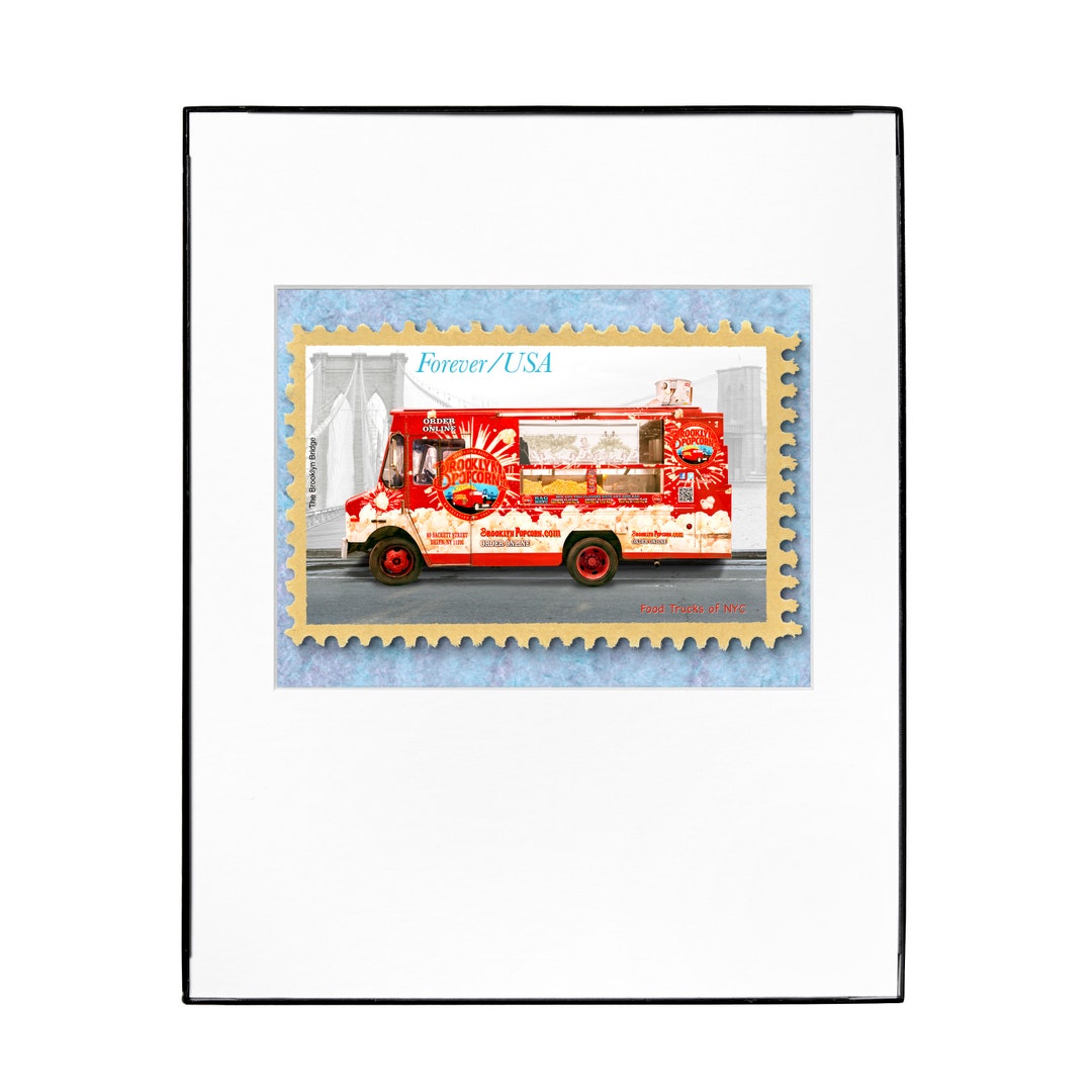 Brooklyn Popcorn Food Truck, NYC, 8x 10 Frame, Mat Included ...