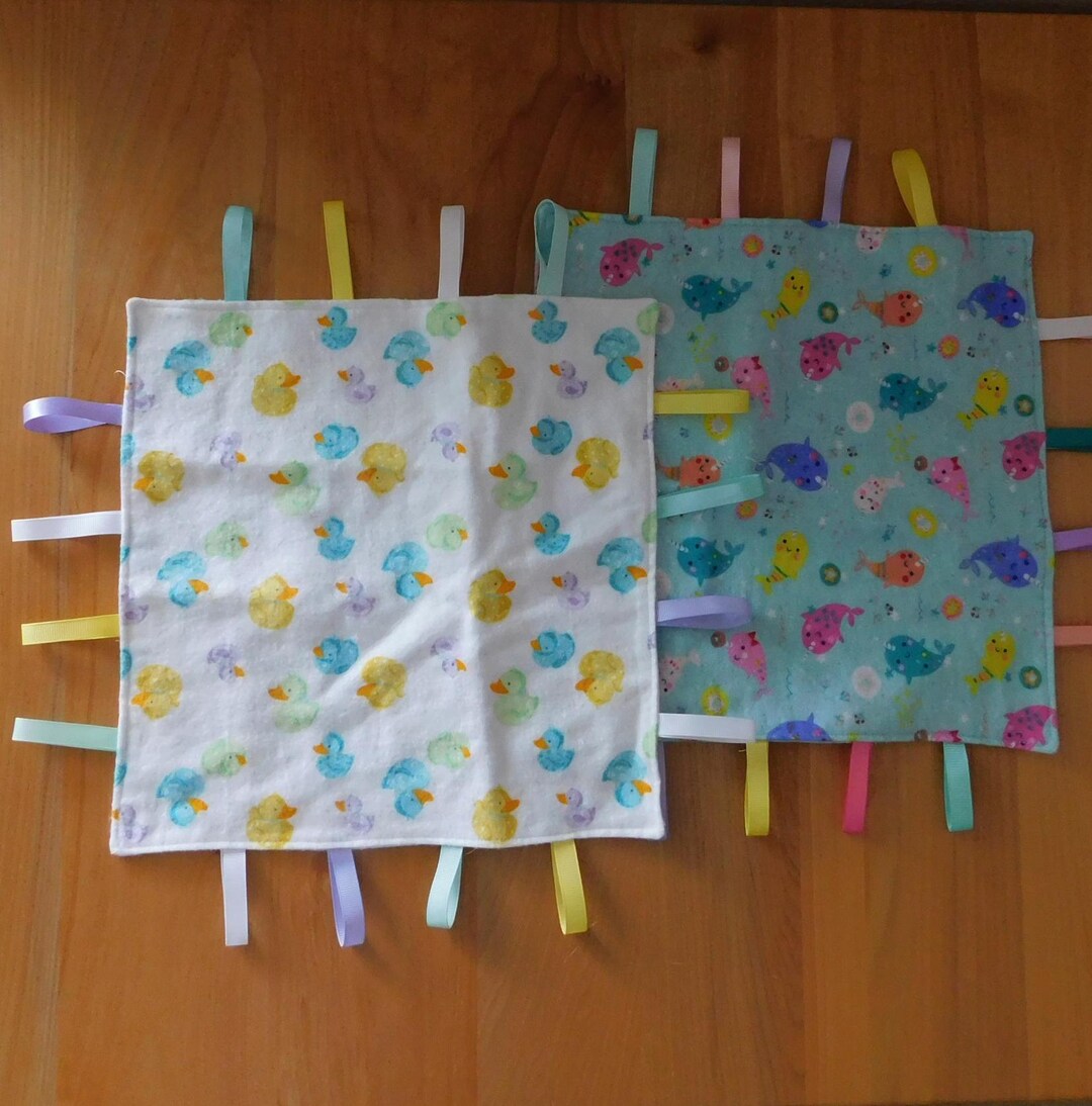 Duck Flannel Tag Blanket: Baby Sensory Lovey - Etsy