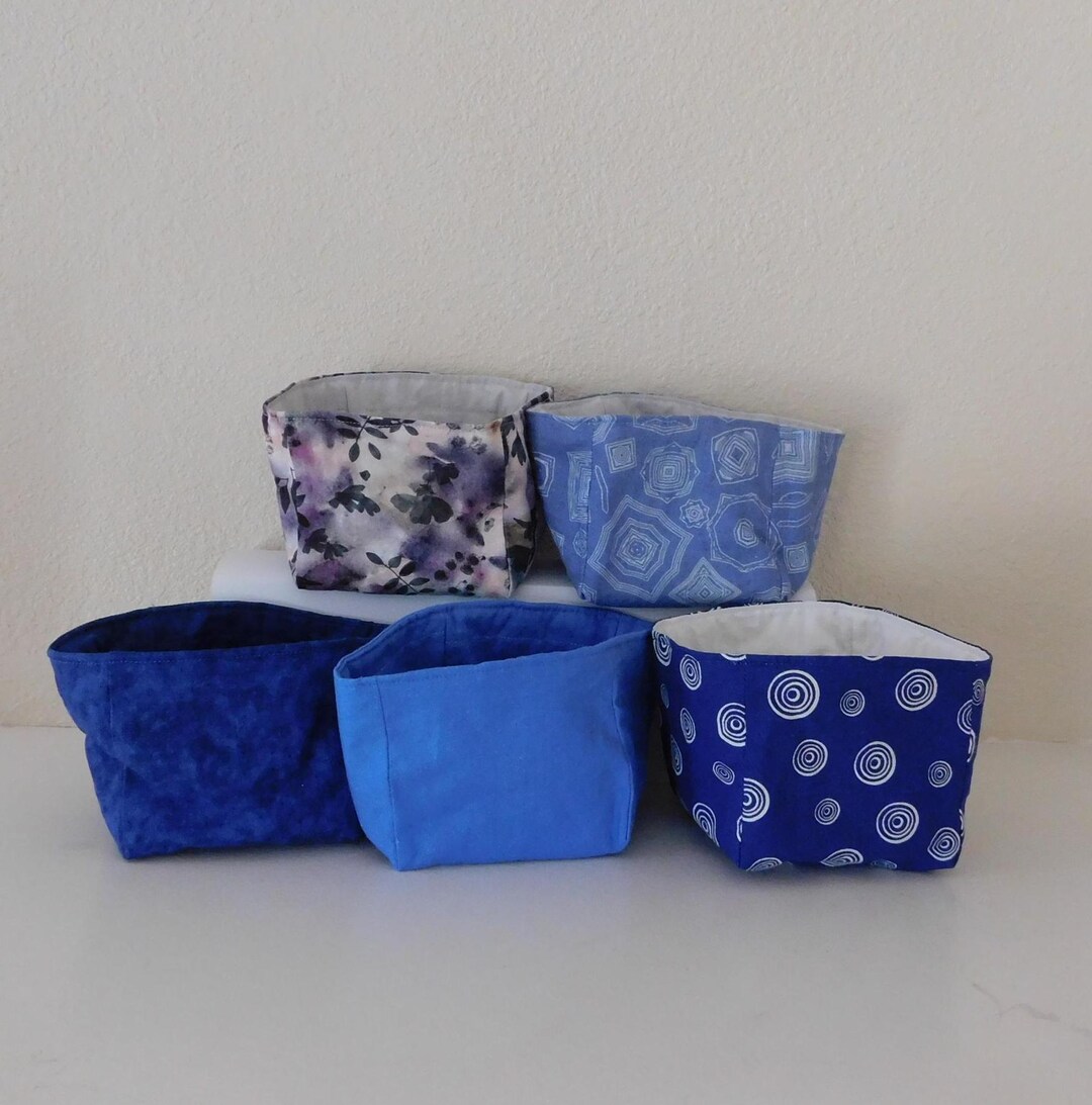 Blue Fabric Print Small Fabric Basket/ Mini Cotton Basket/small Storage ...