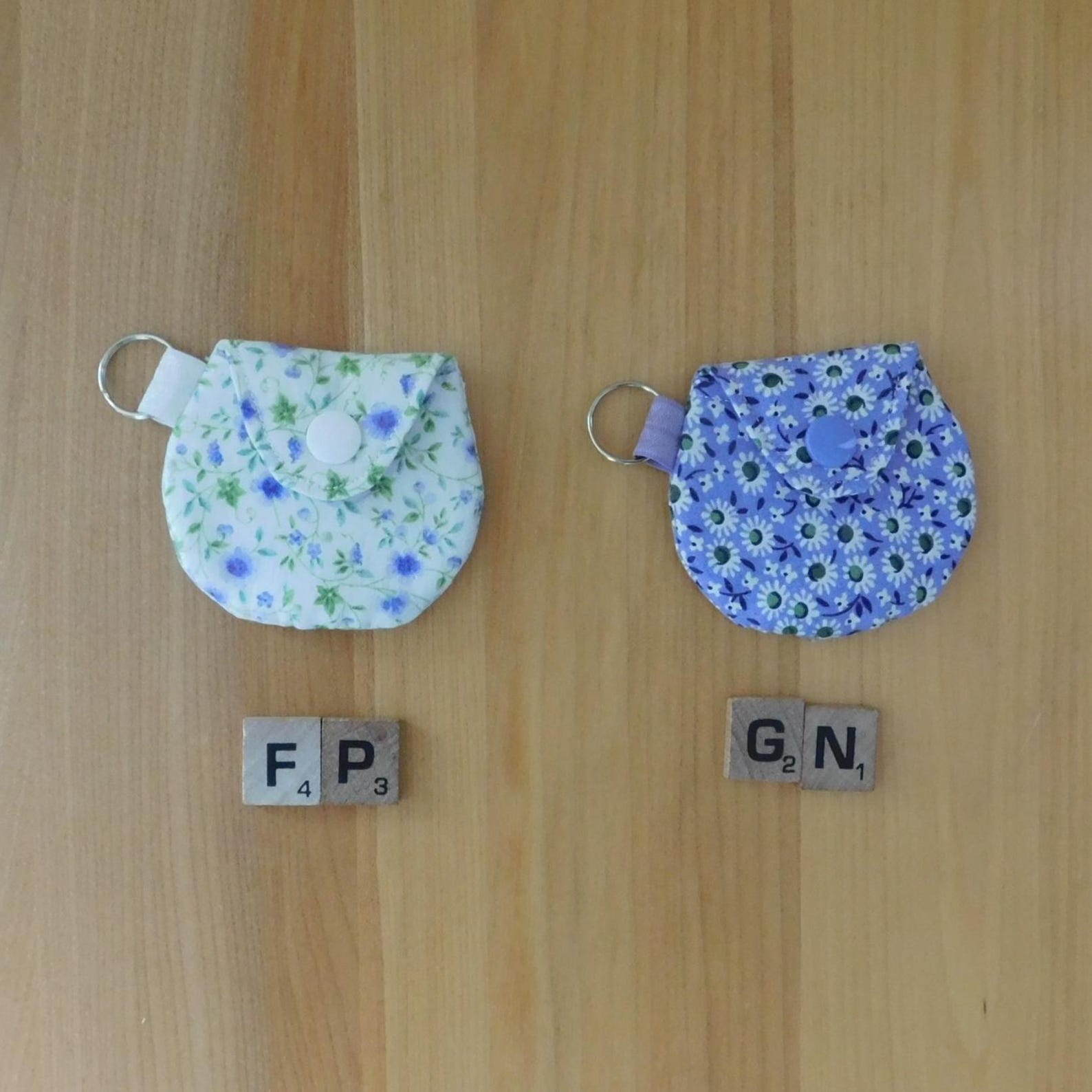 Padded Cotton Coin Purse With Keyring: Snap Closure Mini Pouch - Etsy