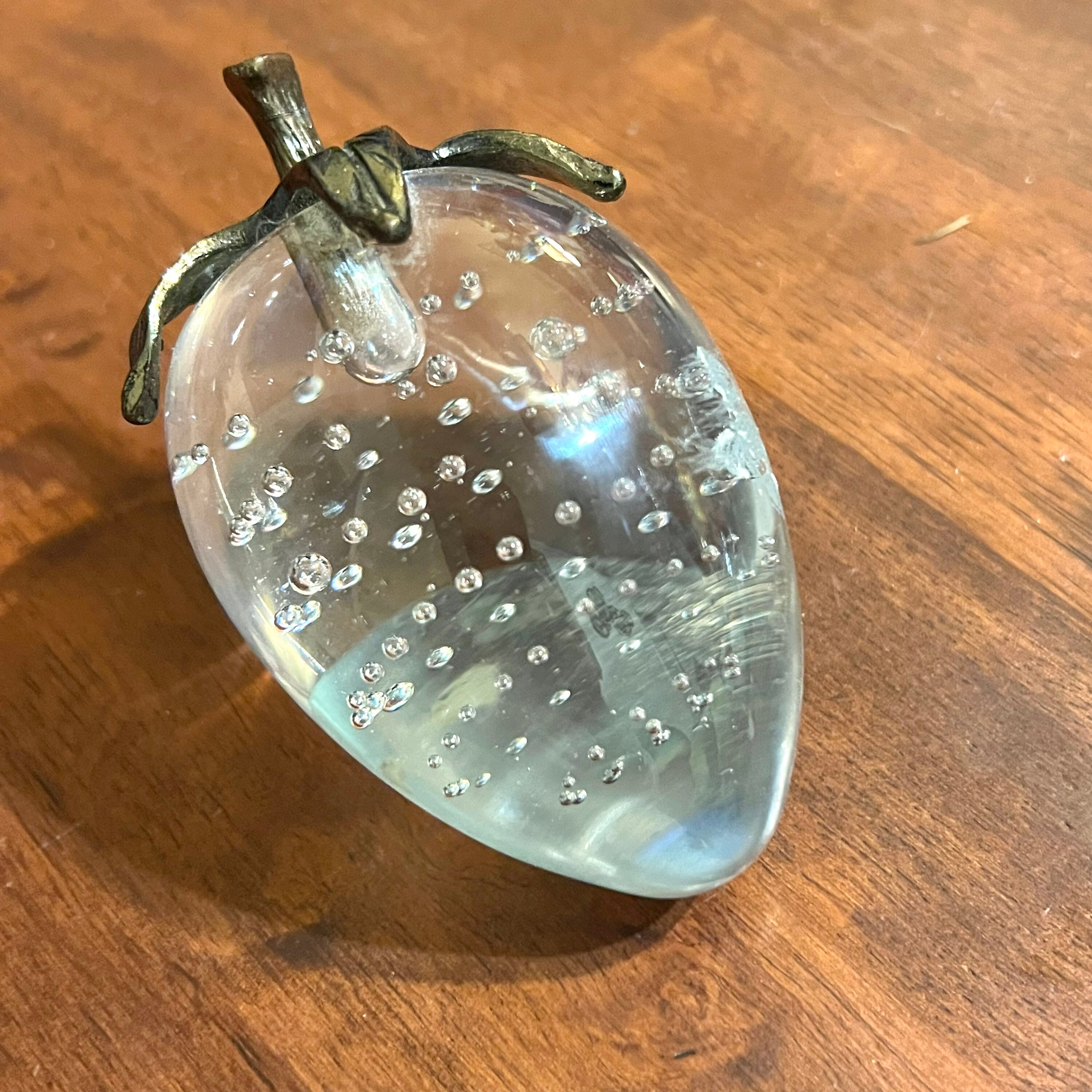 Vintage Silvestri Glass Strawberry Paperweight With Metal Stem ...