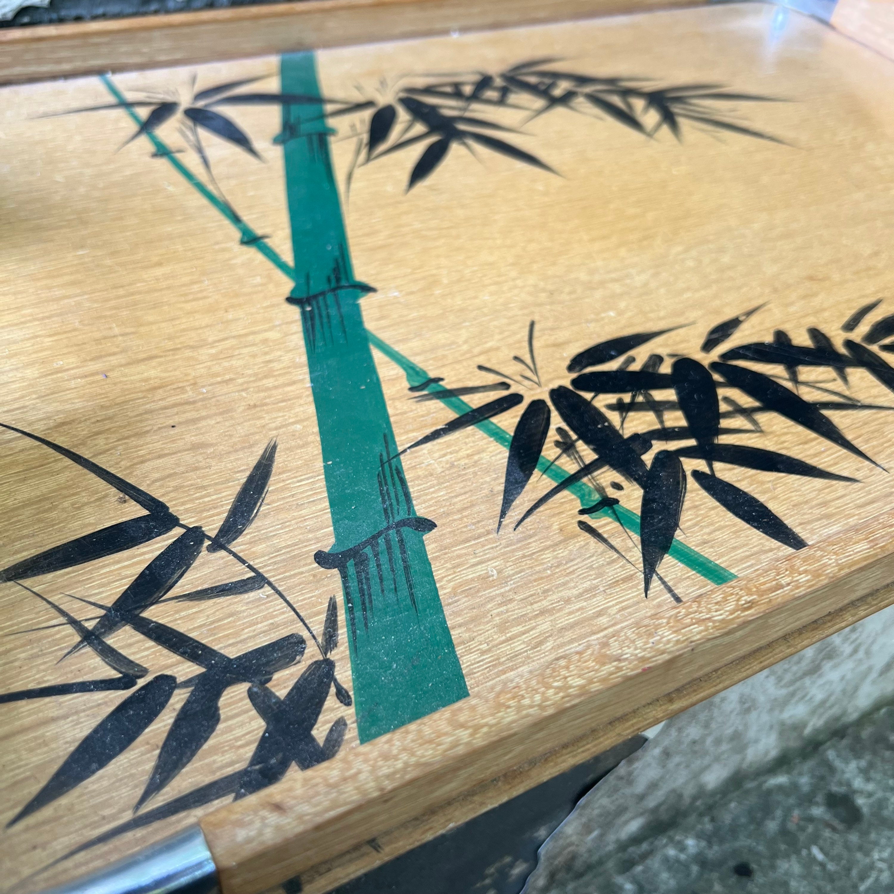 Vintage Mid Century Handpainted E.W. Woodware Tray Japan Birds Bamboo ...