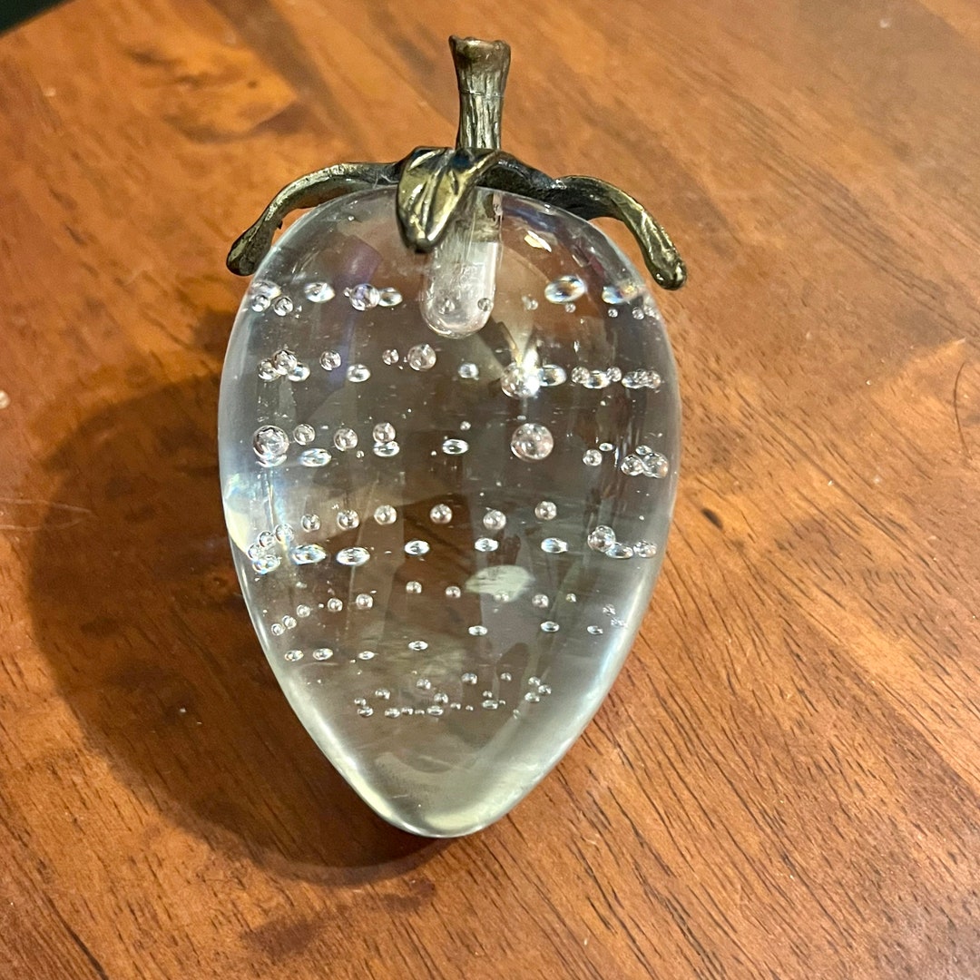 Vintage Silvestri Glass Strawberry Paperweight With Metal Stem ...
