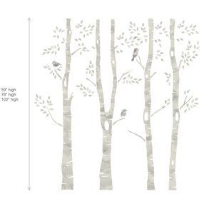 Wall Decal Birch Tree Birds Leaves Brown Sepia Watercolor Baby Sticker ...
