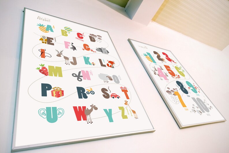 Alphabet Numbers Set of Posters for Kids Digital Product - Etsy