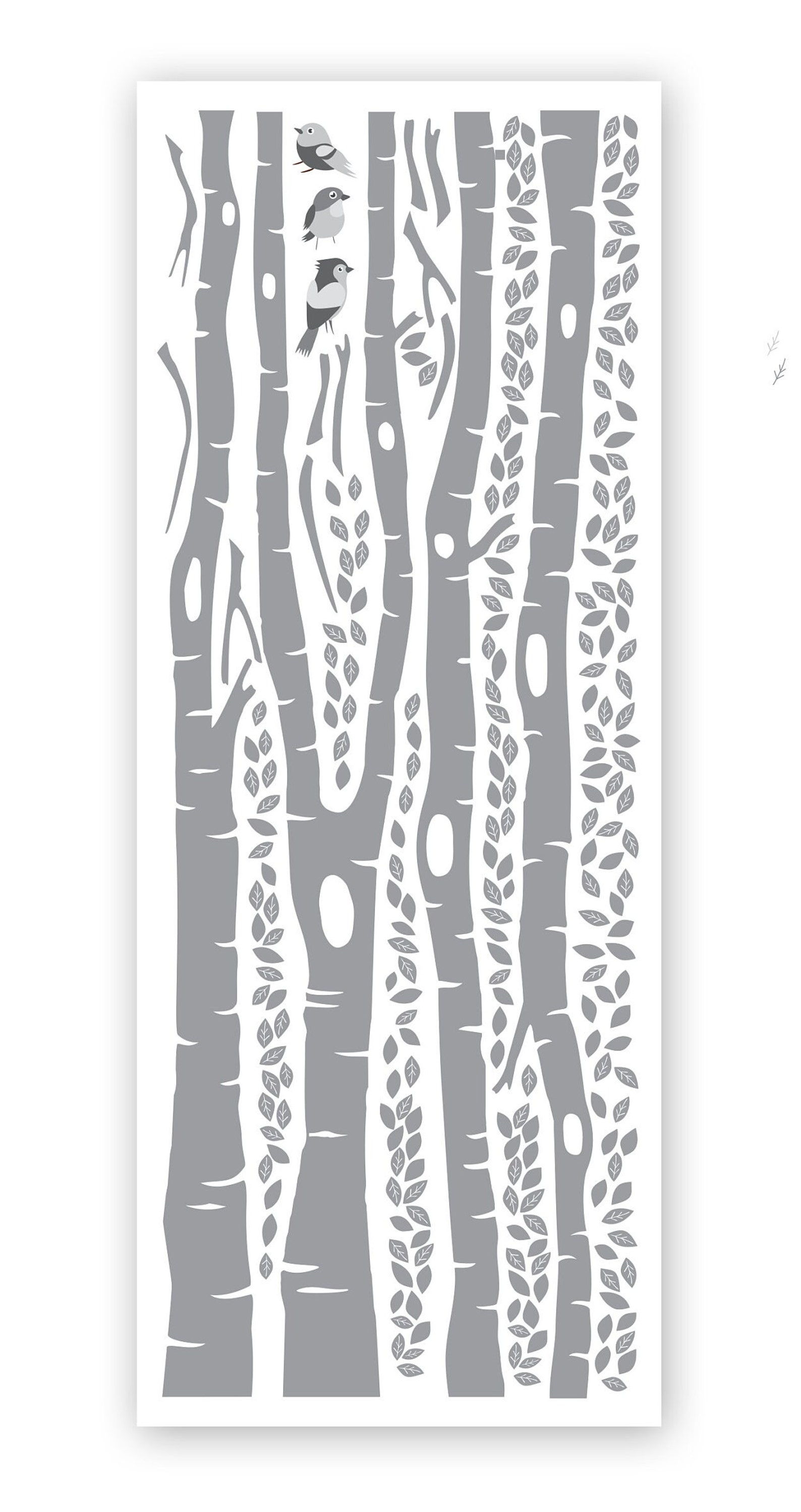 Birch Tree Decal Nursery, Birds Wall Sticker Kids Room, Green Nursery ...