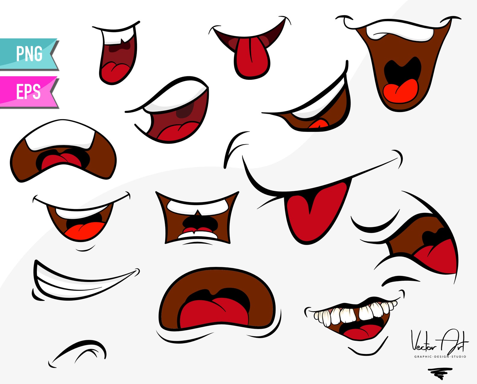 Smile Mouth Clipart, Digital File, Commercial Use, EPS Files, PNG Files ...