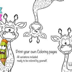 Bundle of Four Cute Giraffe KIDS Clipart, Different Mood Variations ...