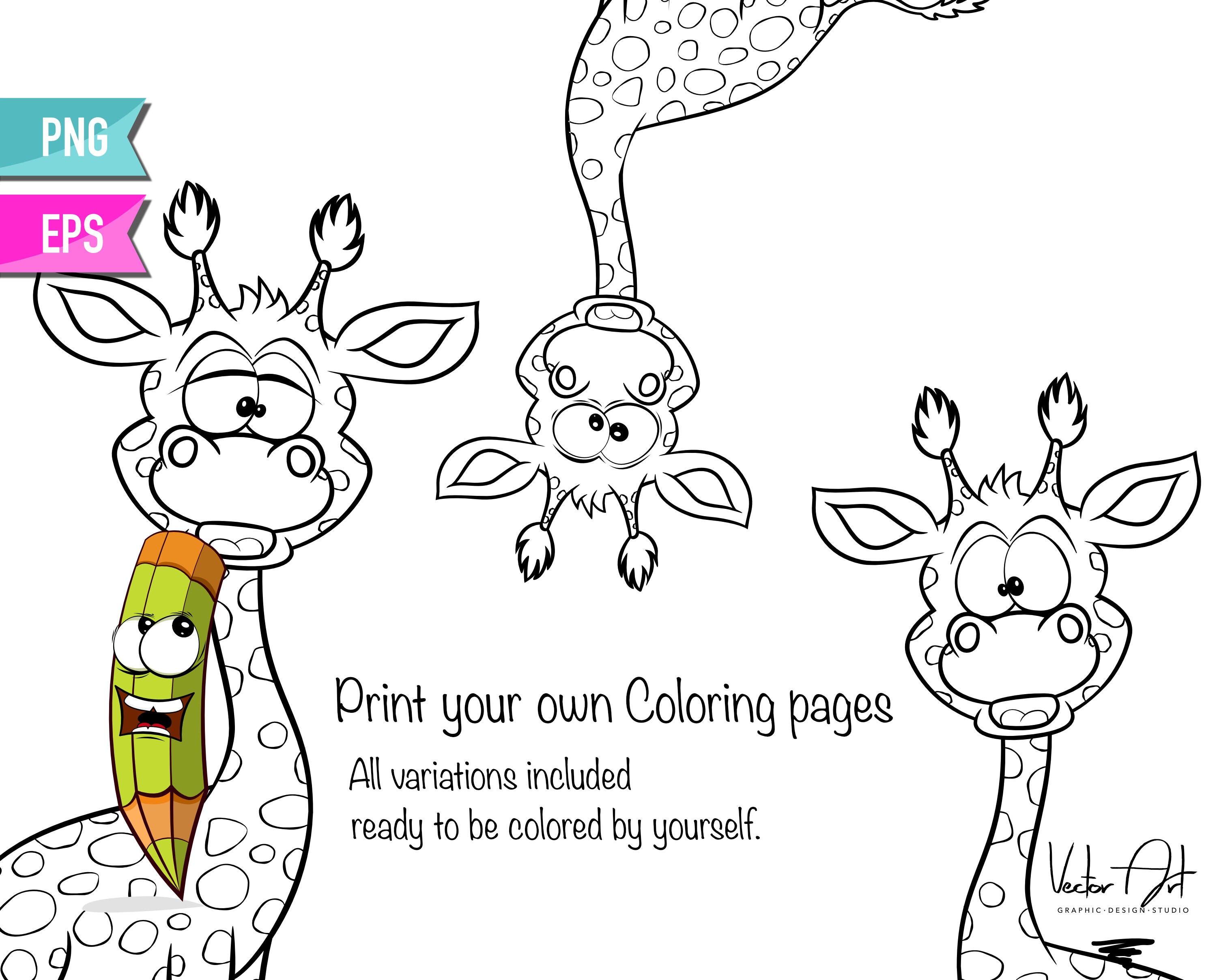 Bundle of Four Cute Giraffe KIDS Clipart Different Mood - Etsy