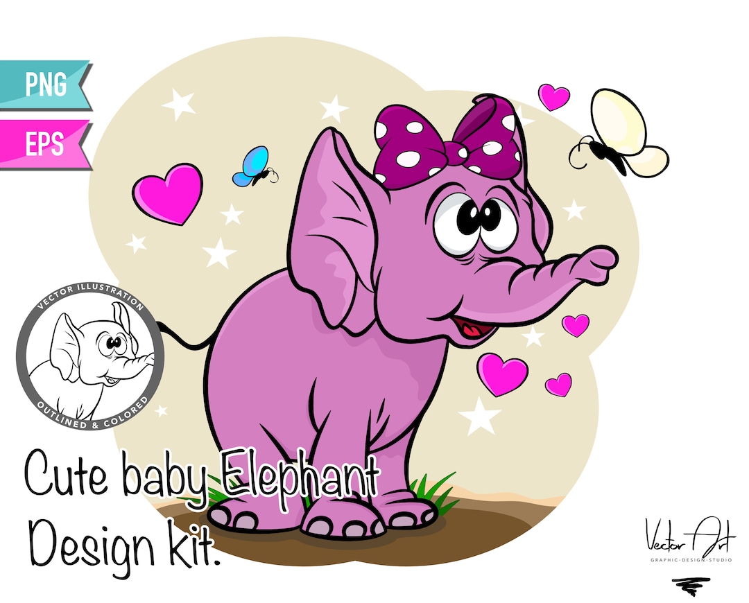 Cute Baby Elephant Clipart Set, Nursery Animal Clipart, Baby Shower ...
