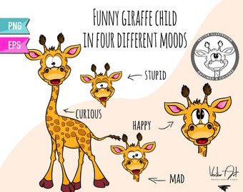Cute Giraffe Clipart Set With Watercolor Illustration - Etsy