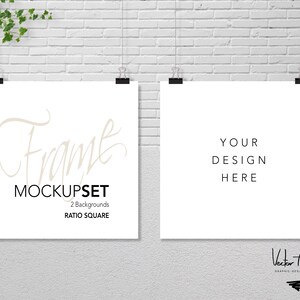 Set of 2 SQUARE Paper Frames Mockup, DIGITAL FRAMES, Clipart Frames ...