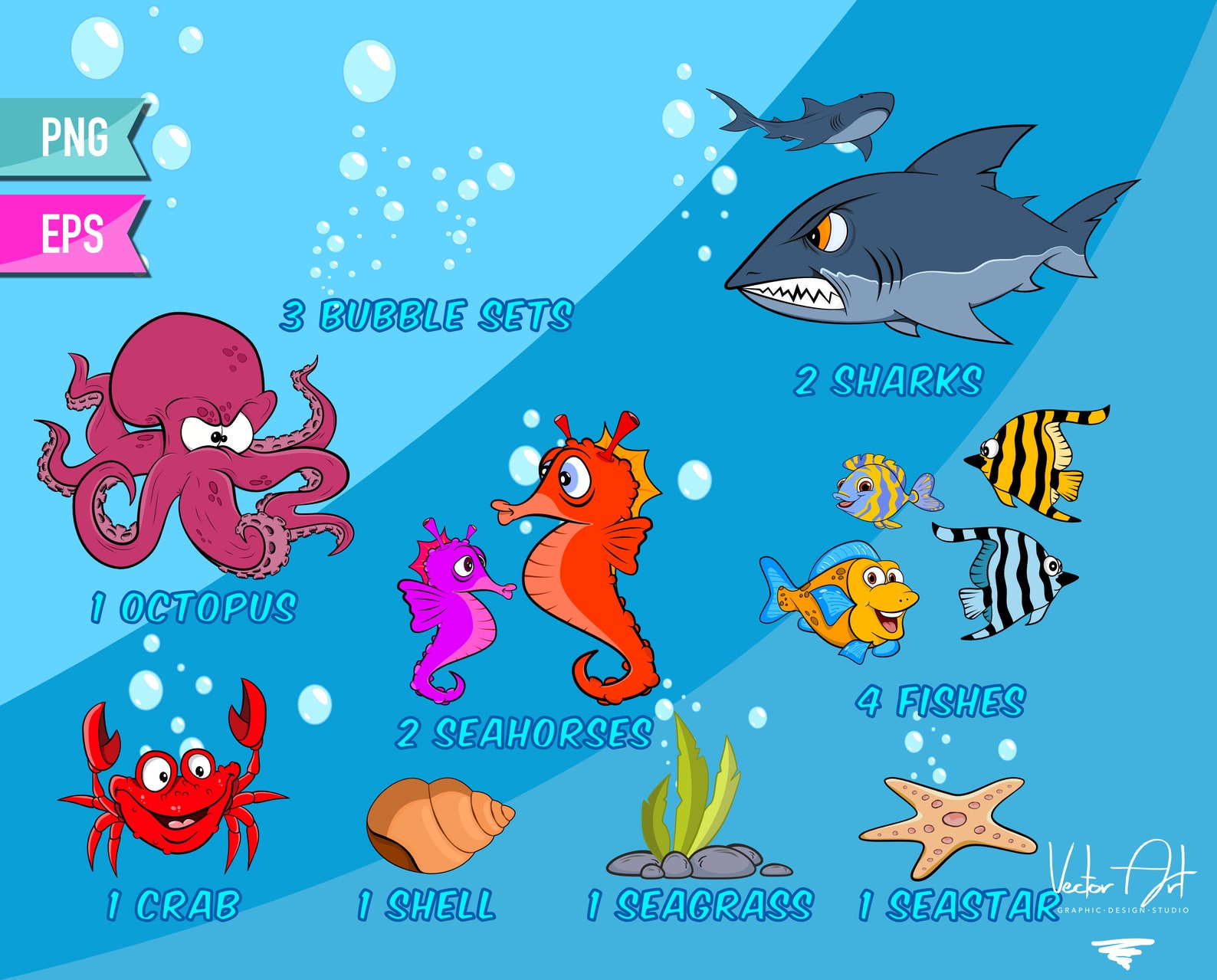 Under the SEA Clipart Bundle Digital clipart Mermaid | Etsy