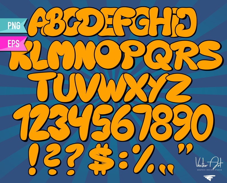 Alphabet Comic Clipart Digital Clipart VECTOR Fonts Clipart - Etsy