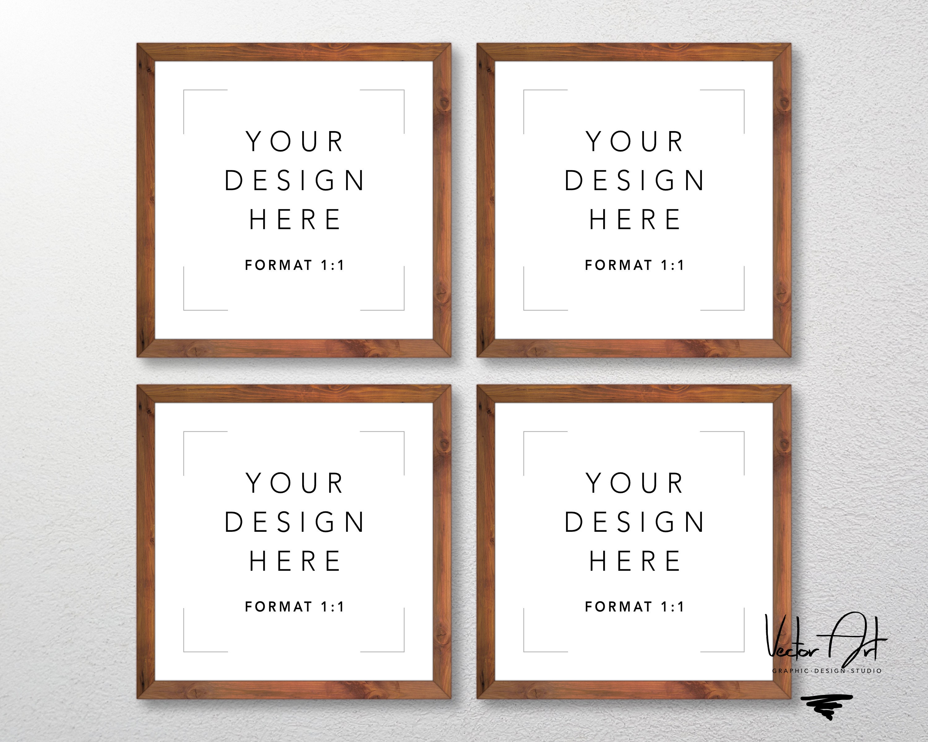 Set of 4 SQUARE Wood Frames Mockup, Nursery Mockup, PICTURE FRAME ...