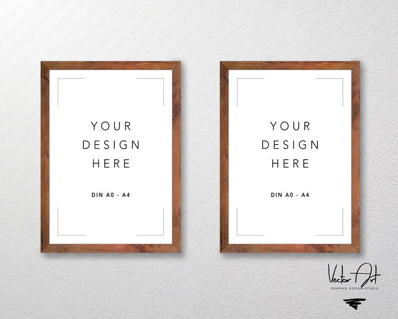 A0 A4 Set of 2 Vertical Wood Frame Mockup FRAMES CLIPART | Etsy