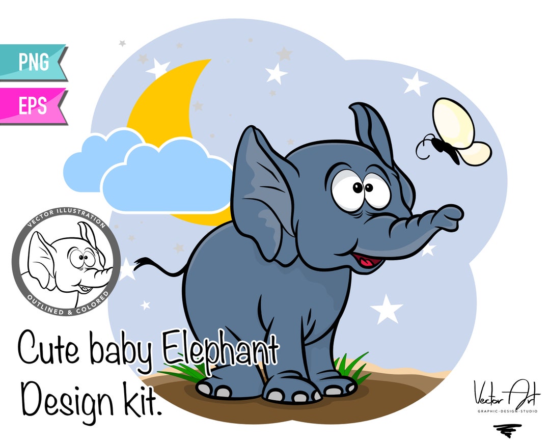 Cute Baby Elephant Clipart Set, Nursery Animal Clipart, Baby Shower ...