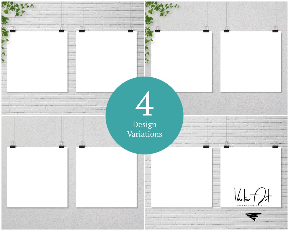 Set of 2 SQUARE Paper Frames Mockup, DIGITAL FRAMES, Clipart Frames ...