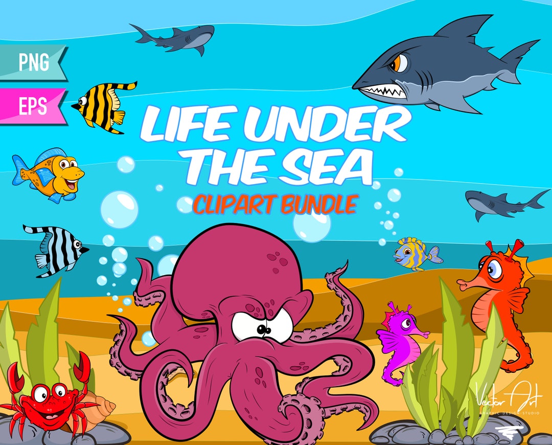 Under the SEA Clipart Bundle, Digital Clipart, Mermaid Clipart, Ocean ...