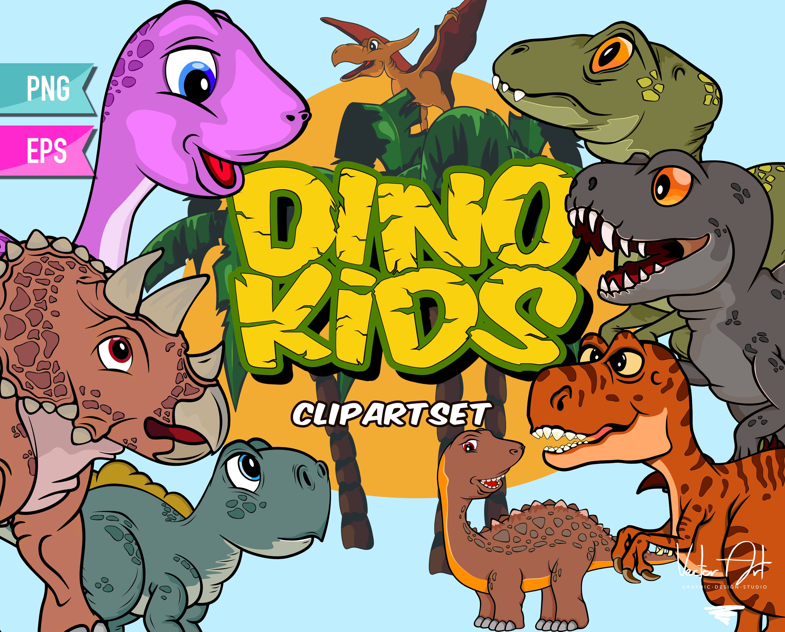 Dinosaur Clipart Bundle Cute Shirt Design Jurassic EPS - Etsy