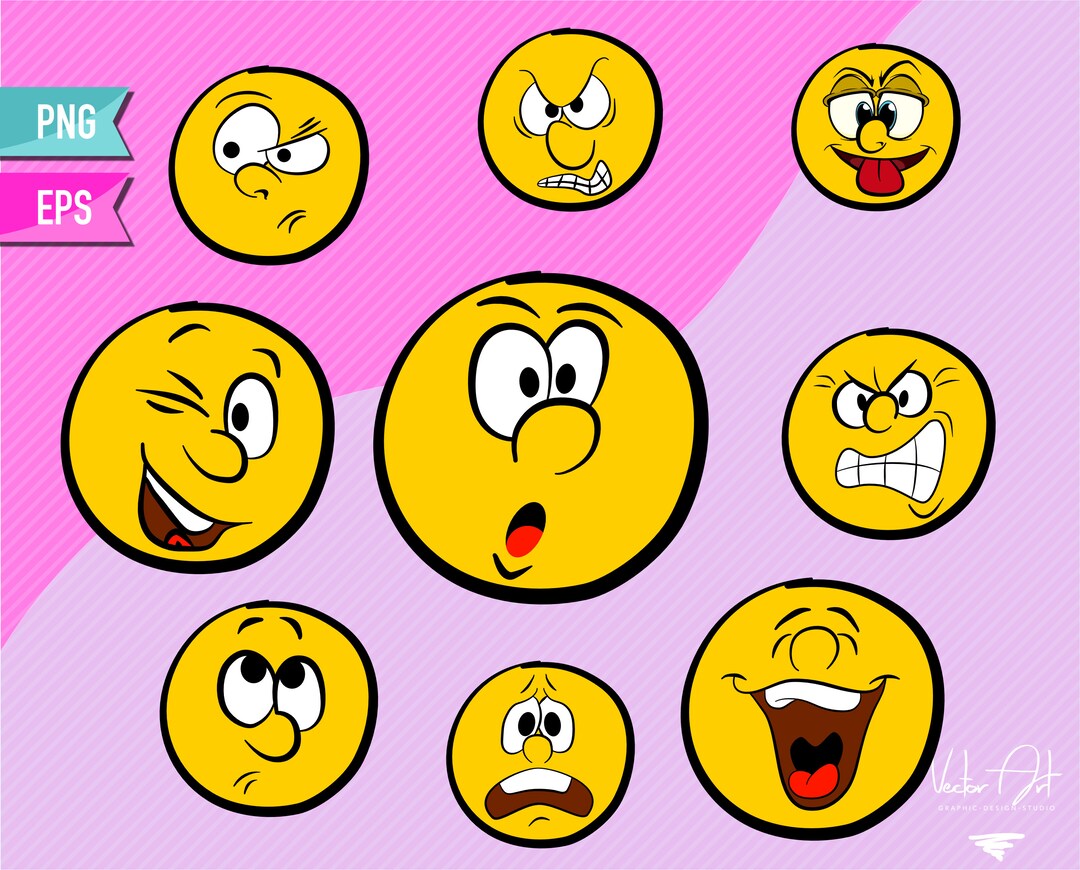 EMOJI CLIPART, Digital File, Smileys, Cute Emojis, Smiley Face ...