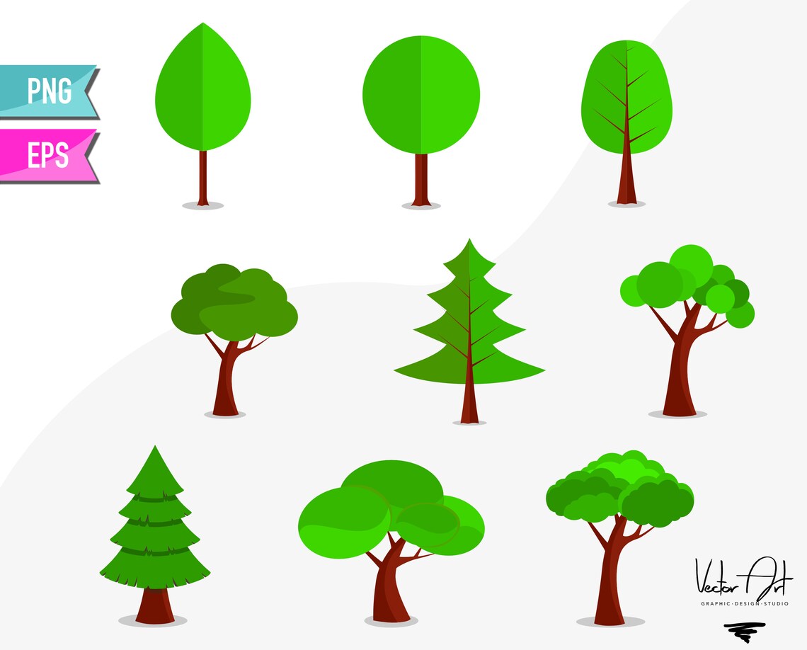 TREE CLIPART, Digital File, FOREST Clipart, Summer Tree, Simple Clip ...