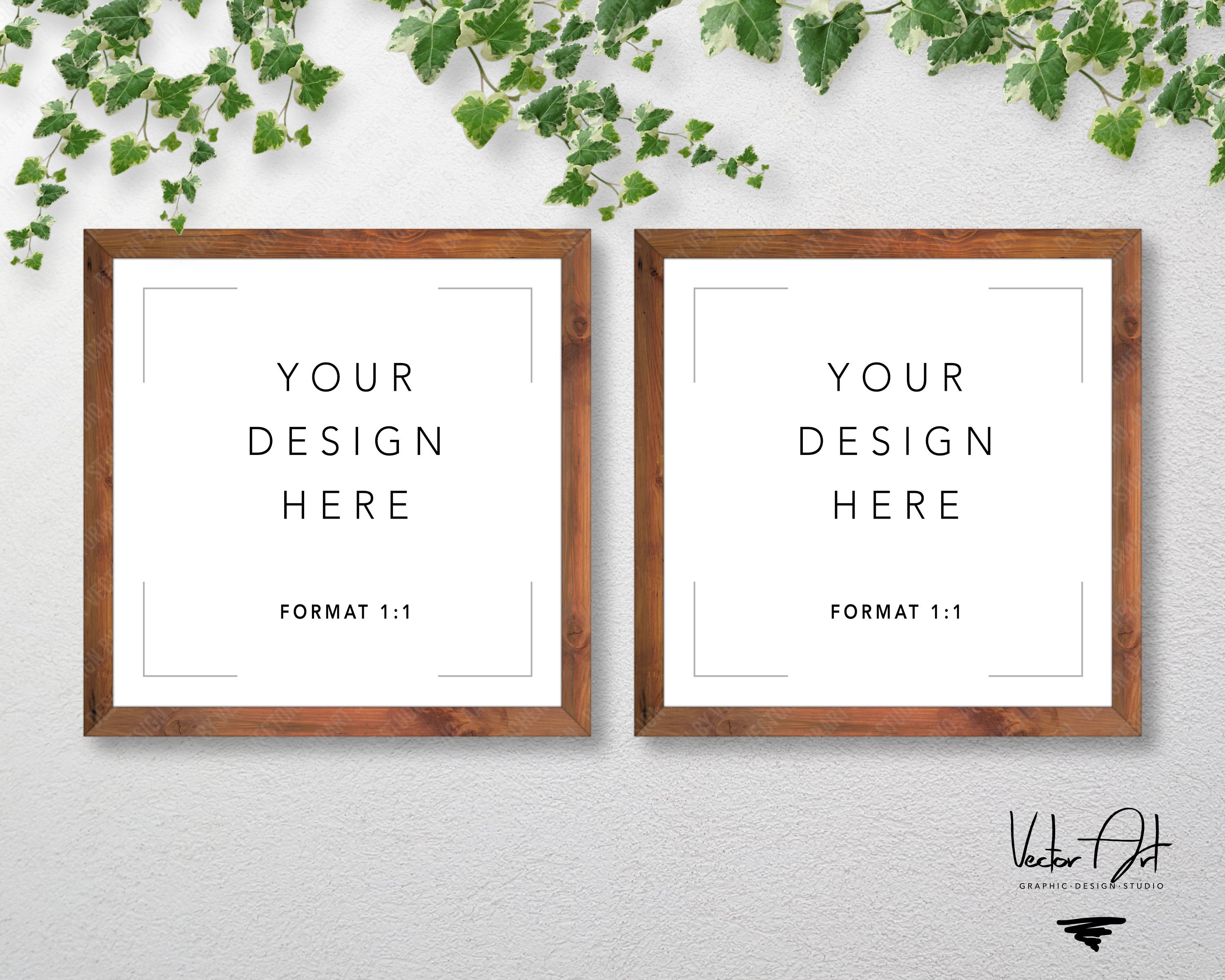 Set of 2 SQUARE Wood Frames Mockup, DIGITAL FRAME, Styled Photography ...