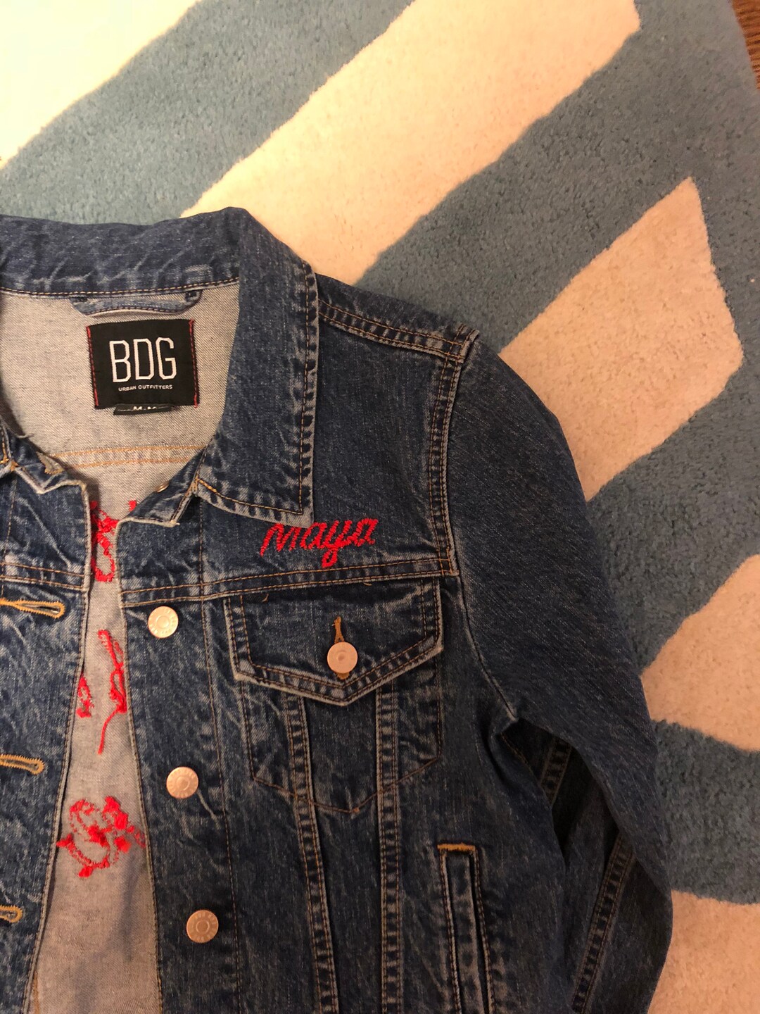 Hand Embroidered Jean Jacket With Name - Etsy