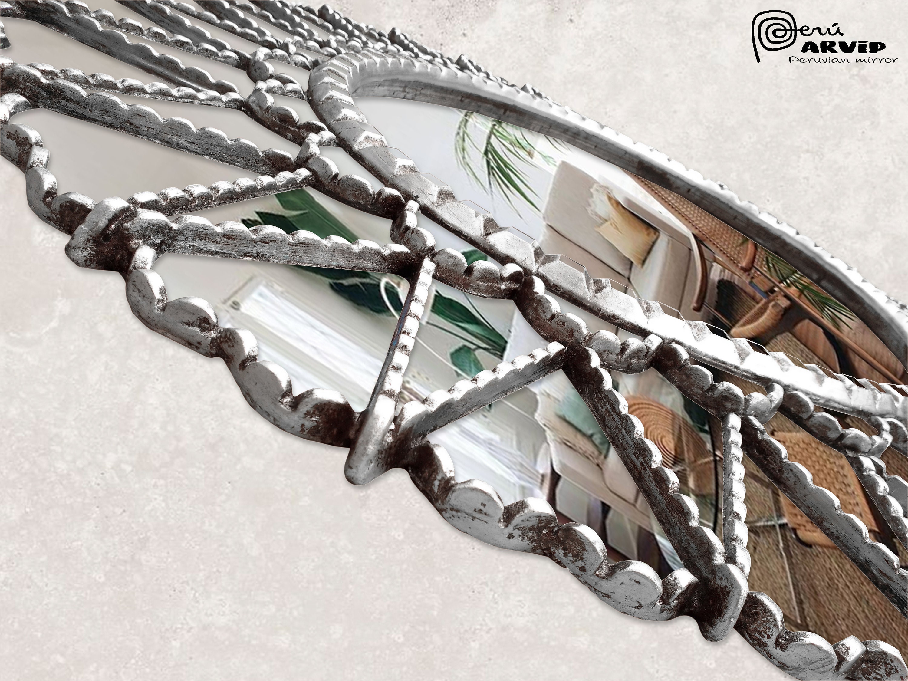 Oval Mirror Silver Decorative Wall Frame Wooden Decorative Mirror ...