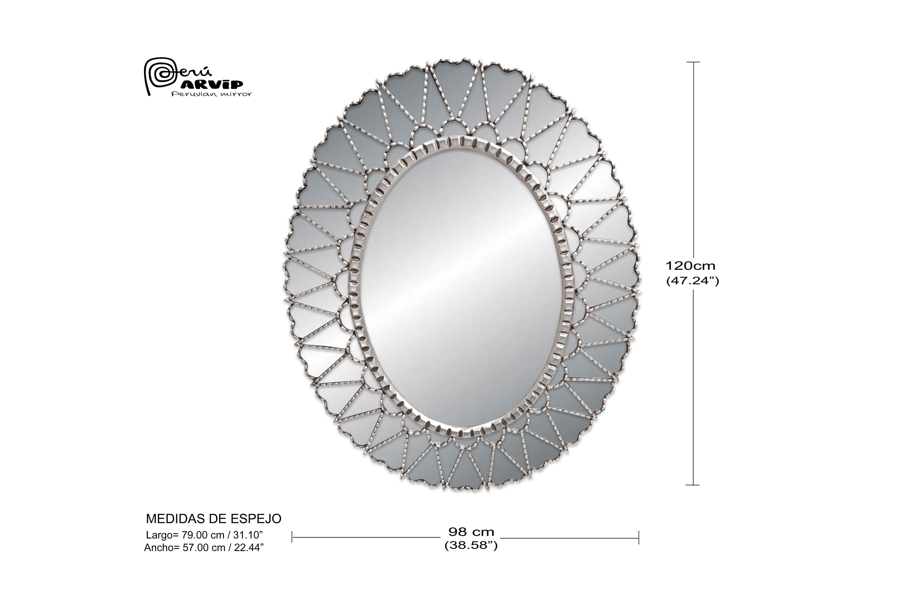 Oval Mirror Silver Decorative Wall Frame Wooden Decorative Mirror ...