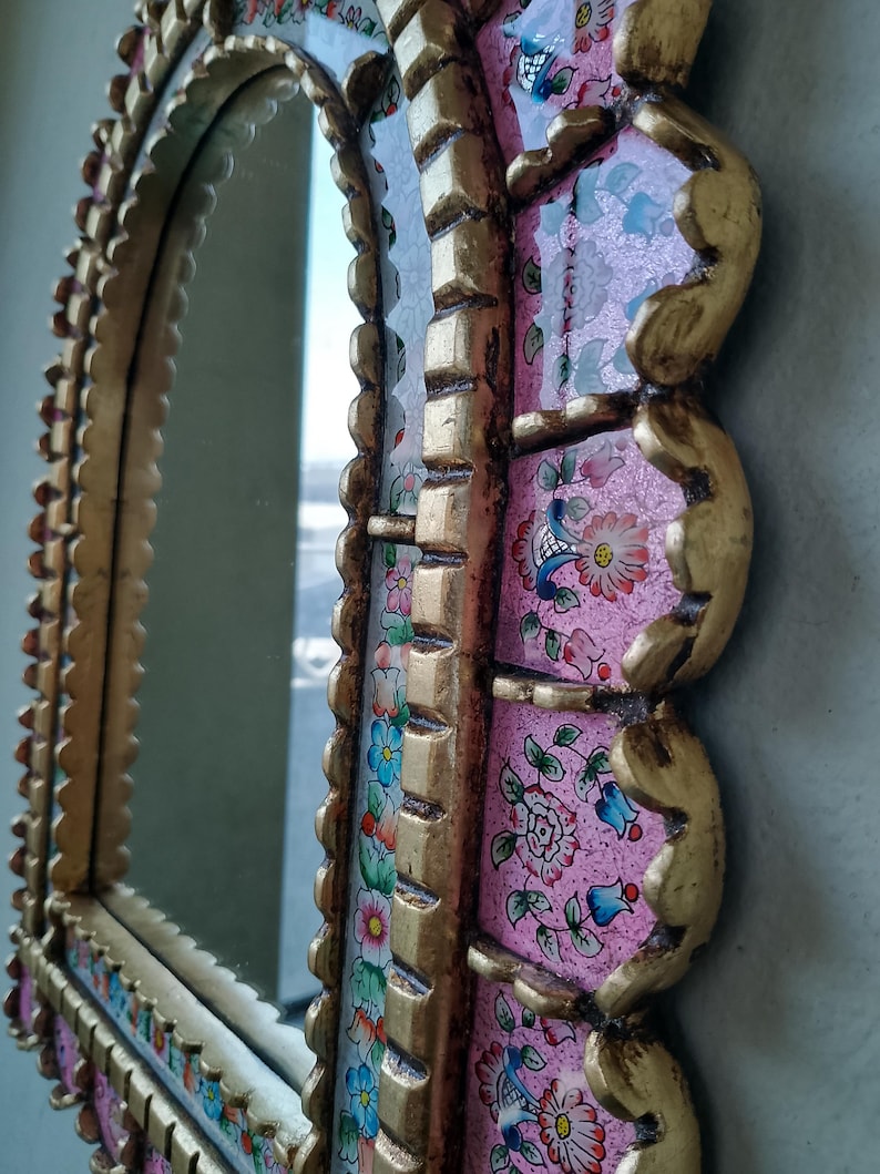 Carlos Ch.- 20"x16" Peruvian Urn Mirror, Pink Mirror, Hall Mirror ...