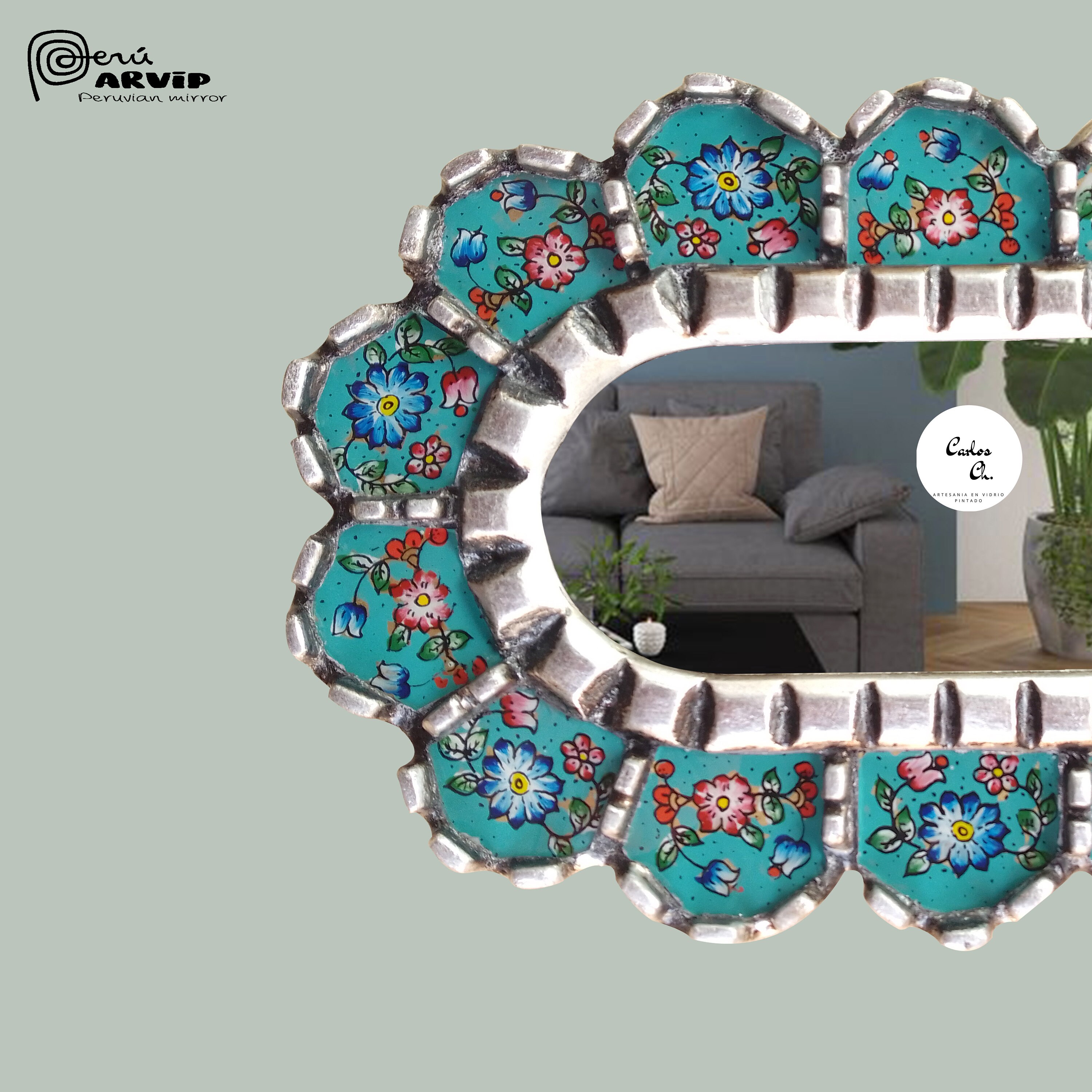 Columna Turquesa Peruana De Cuscaja De Espejo Largo En Una - Etsy