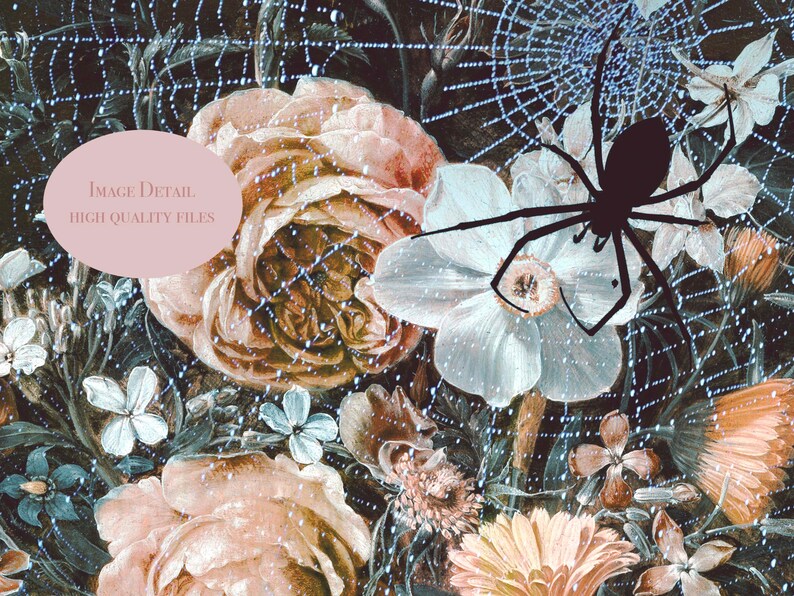 Vintage Flower Arrangement Painting Print, Gothic, Dark Academia Decor ...